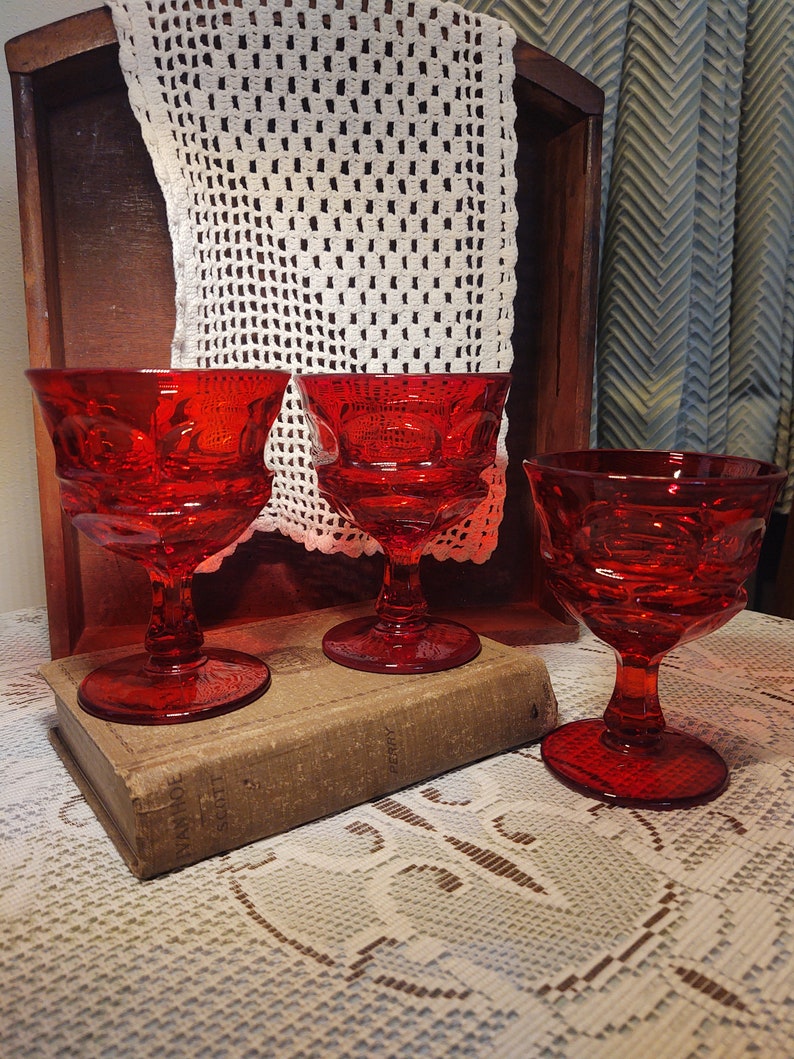 Fostoria Ruby Red Goblets/dessert Cups, Set of 3 - Etsy