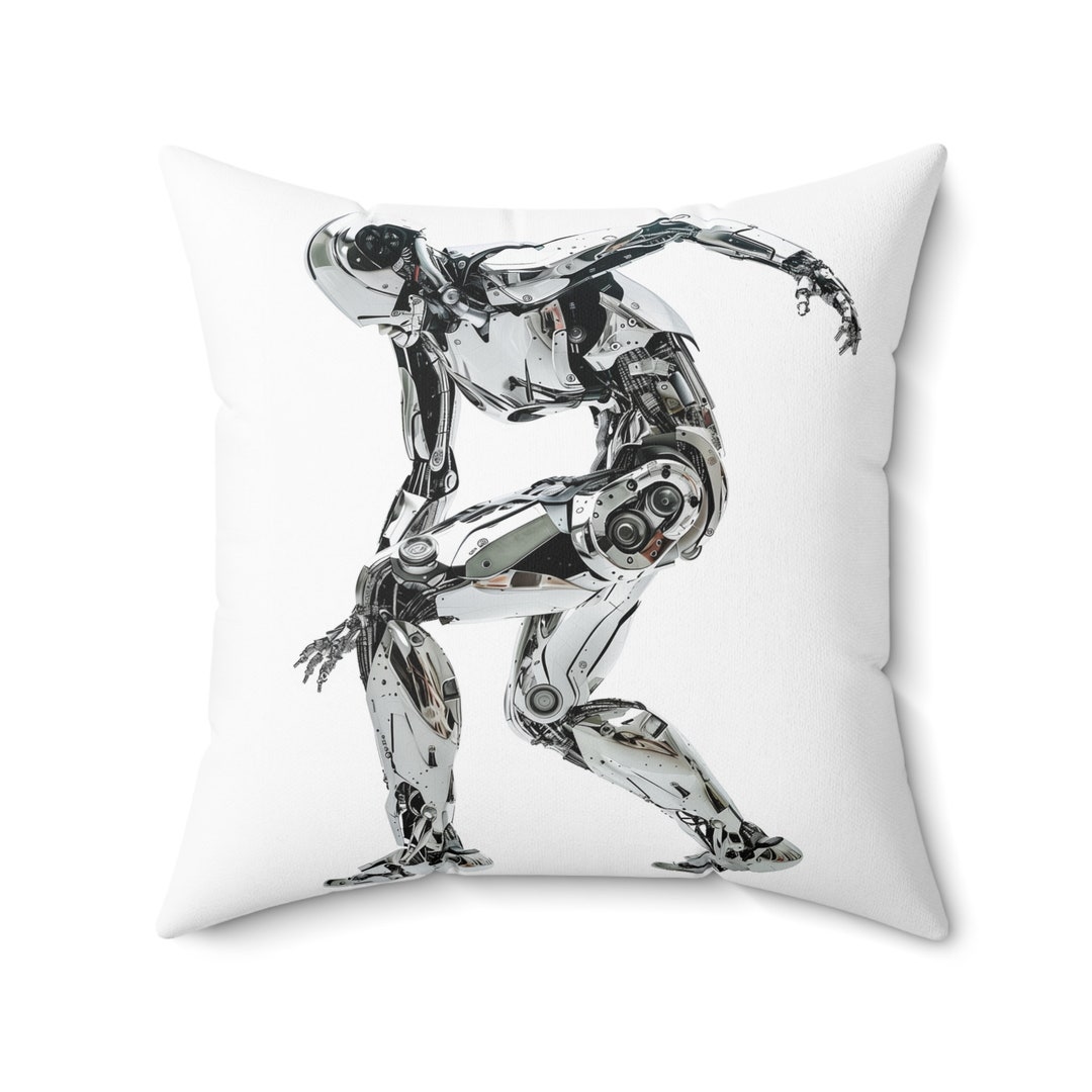 Robotic Person Pillow With AI Design Print High-tech Decor for Sofa and ...