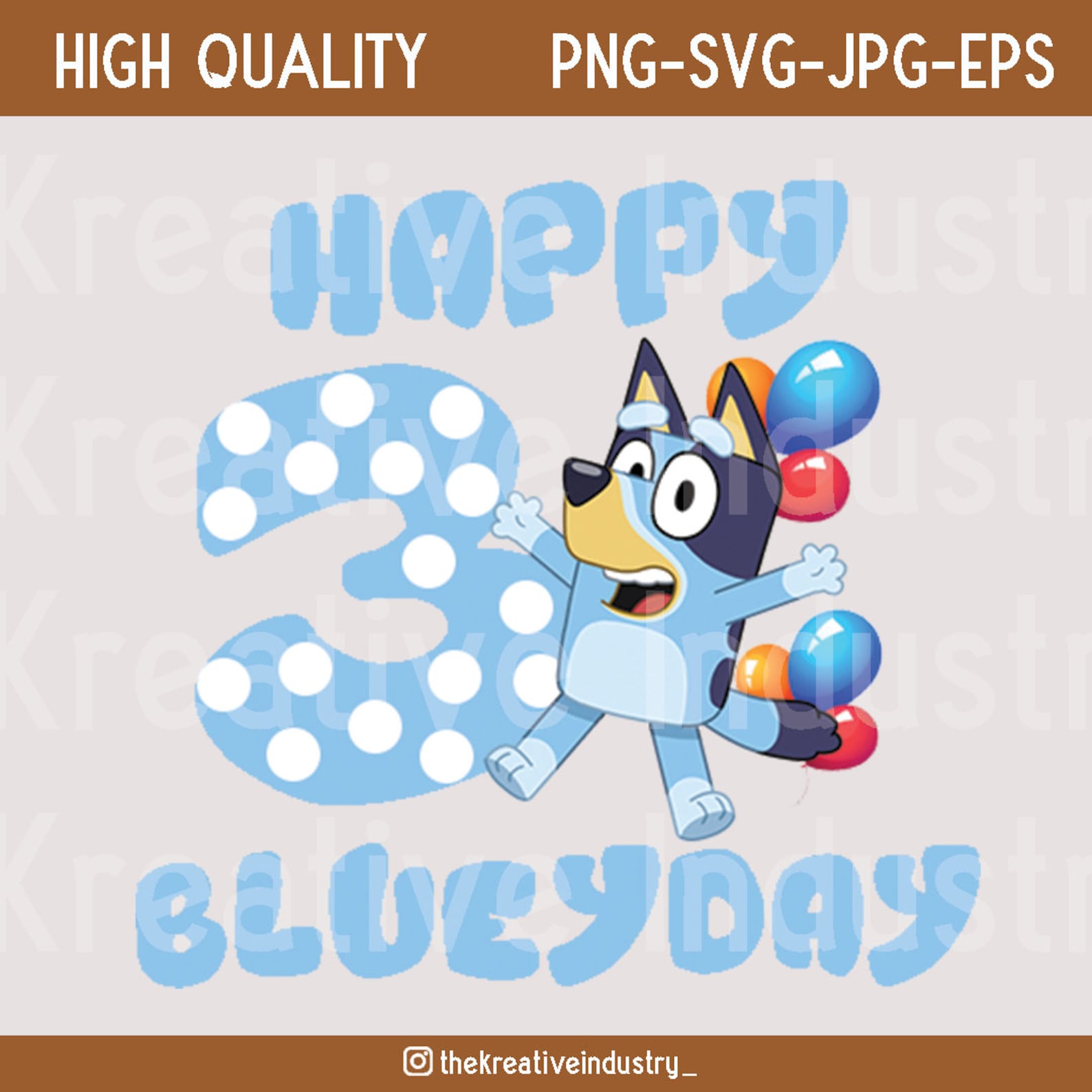 Bluey 3rd Happy Birthday Shirt PNG SVG, Niño y niña Es mi cumpleaños ...