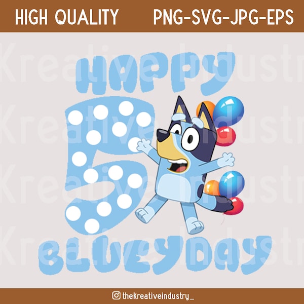 Bluey 5th Birthday Svg - Etsy Canada