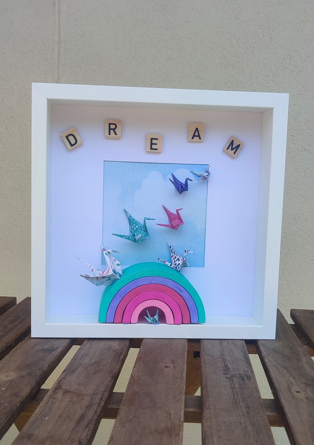 Origami Cranes Picture Frame Flight of Cranes Dream Rainbow Multicolor ...