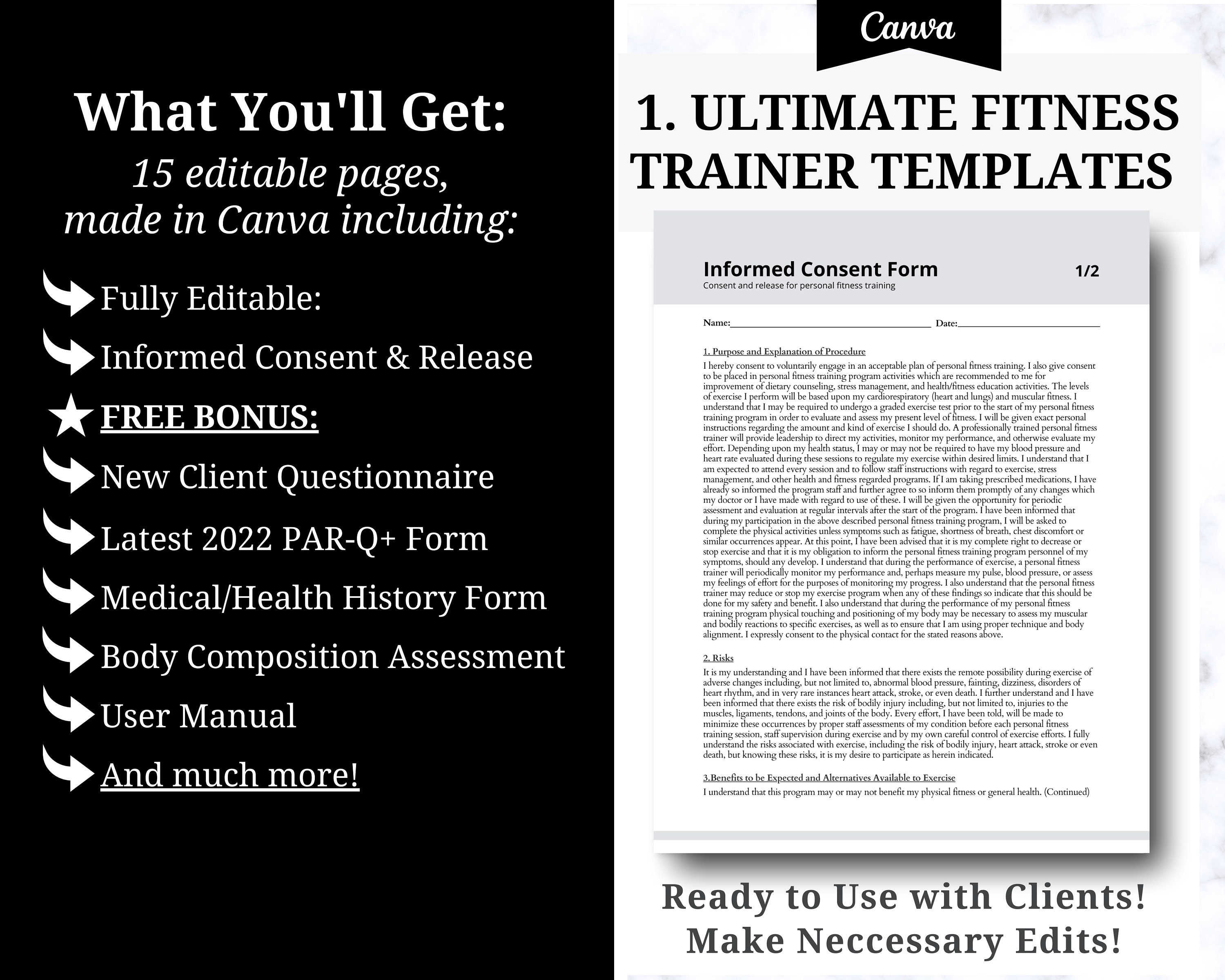 INFORMED CONSENT Personal Trainer Form, Fitness Coach Informed Consent ...
