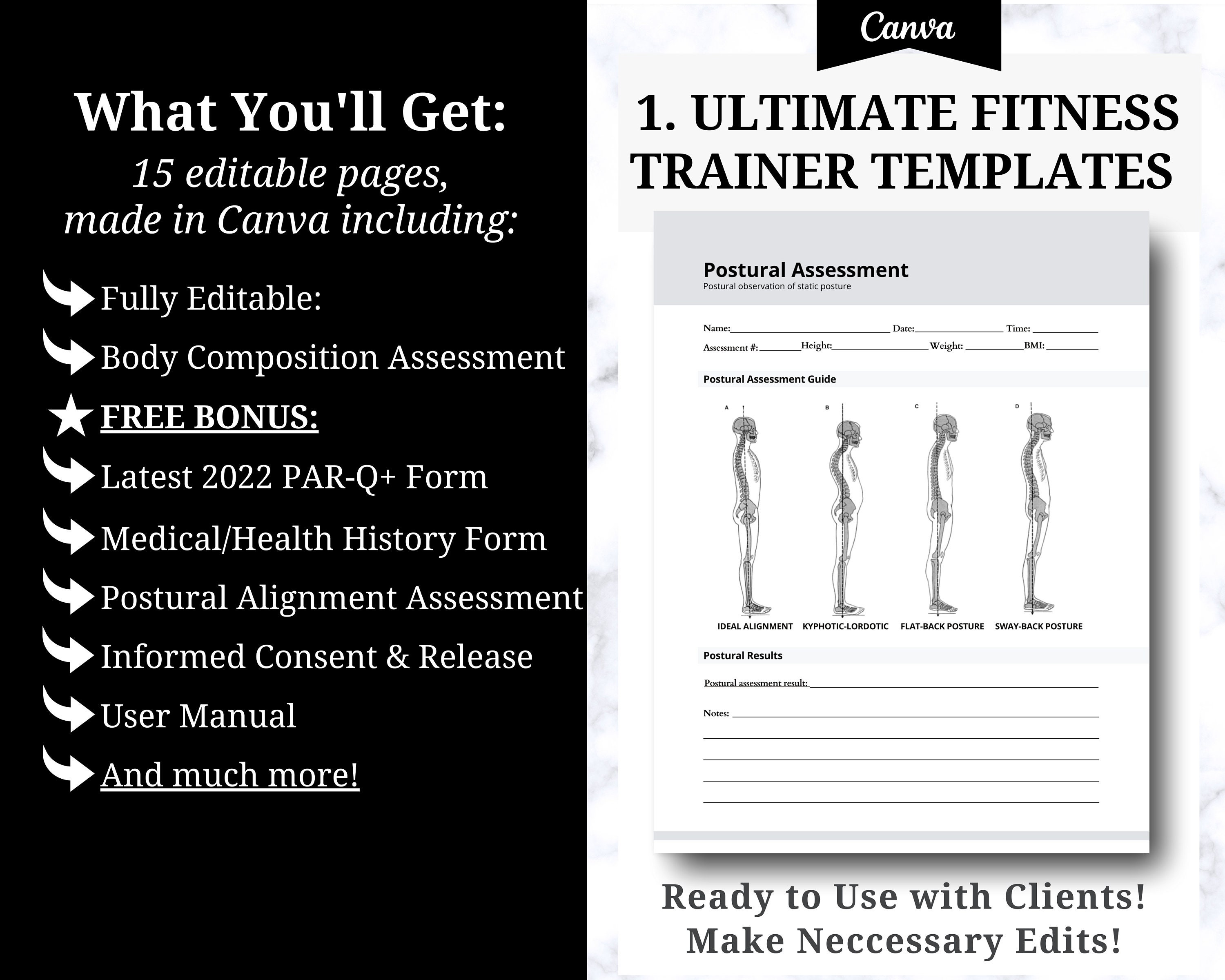 POSTURAL ASSESSMENT Personal Trainer Form, Postural Alignment, Personal ...