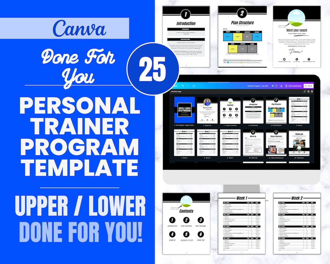 PERSONAL TRAINER Canva Template, Personal Trainer Canva, White Label ...