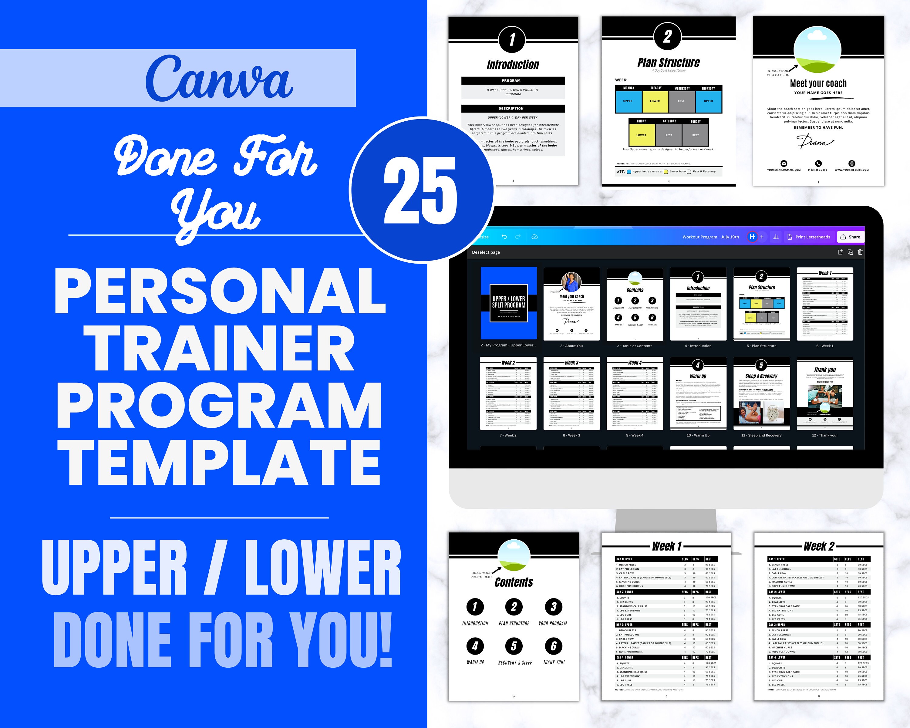 PERSONAL TRAINER Canva Template, Personal Trainer Canva, White Label ...