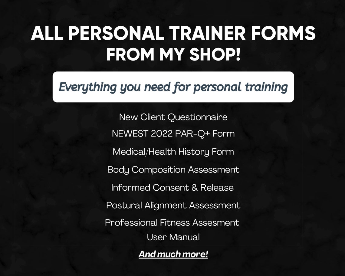 PERSONAL TRAINER Client Intake Form Personal Trainer Forms - Etsy