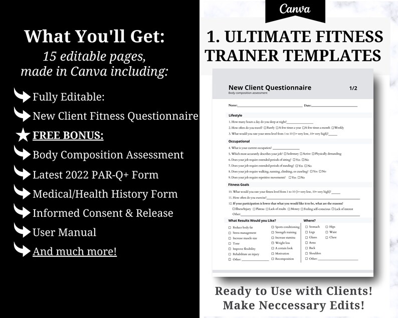 NEW CLIENT Questionnaire Personal Trainer, New Client Forms, Personal ...