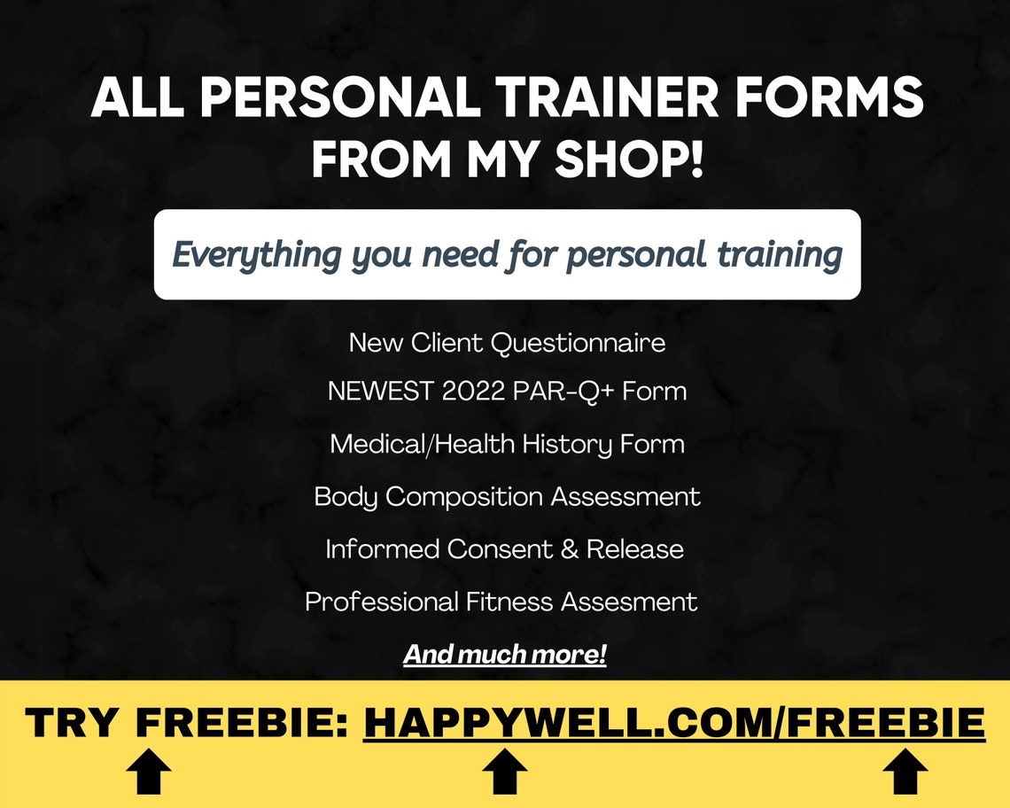 PERSONAL TRAINER Client Intake Form Personal Trainer Forms - Etsy