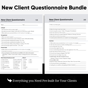 PERSONAL TRAINER Client Intake Form, Personal Trainer Forms, PARQ ...