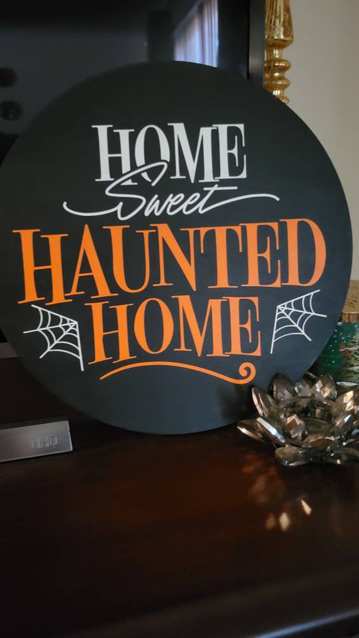 Halloween Home Sweet Haunted Home Sign. Round Wood Porch Sign - Etsy