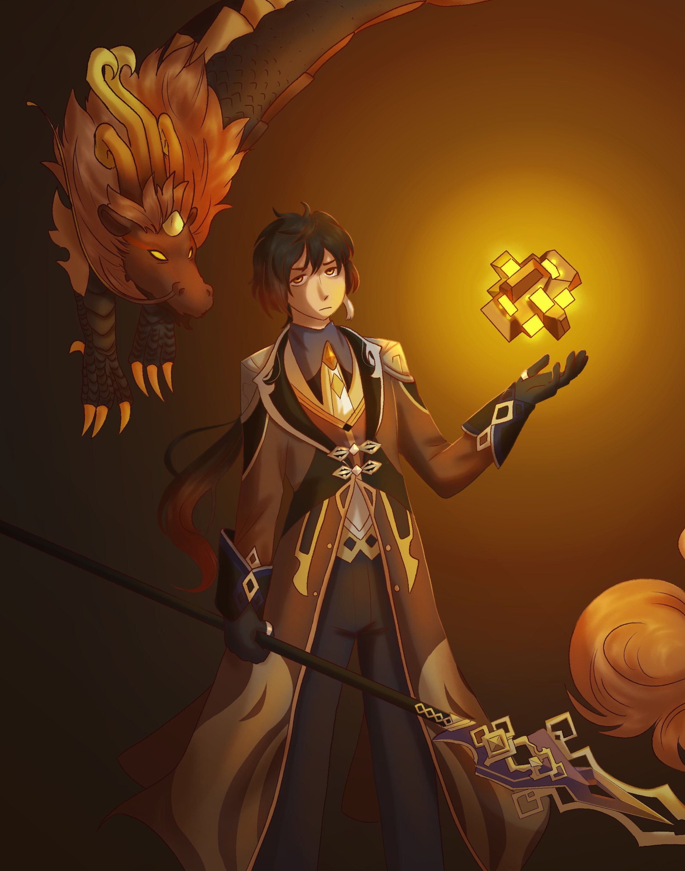 Zhongli Rex Lapis Morax Genshin Impact Poster Art Print Cute Anime Boy ...