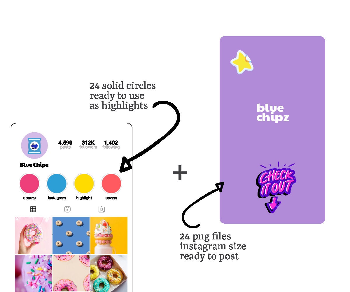 24 Instagram High Light Colors - Donuts Inspired, Colorful Solid IG ...