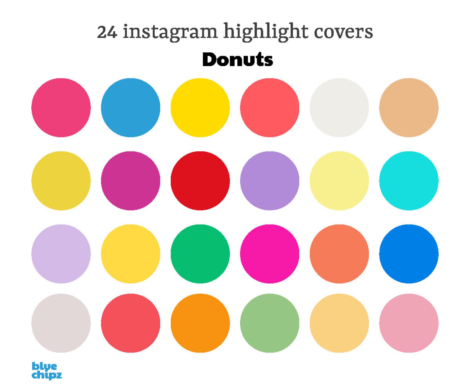 24 Instagram High Light Colors - Donuts Inspired, Colorful Solid IG ...