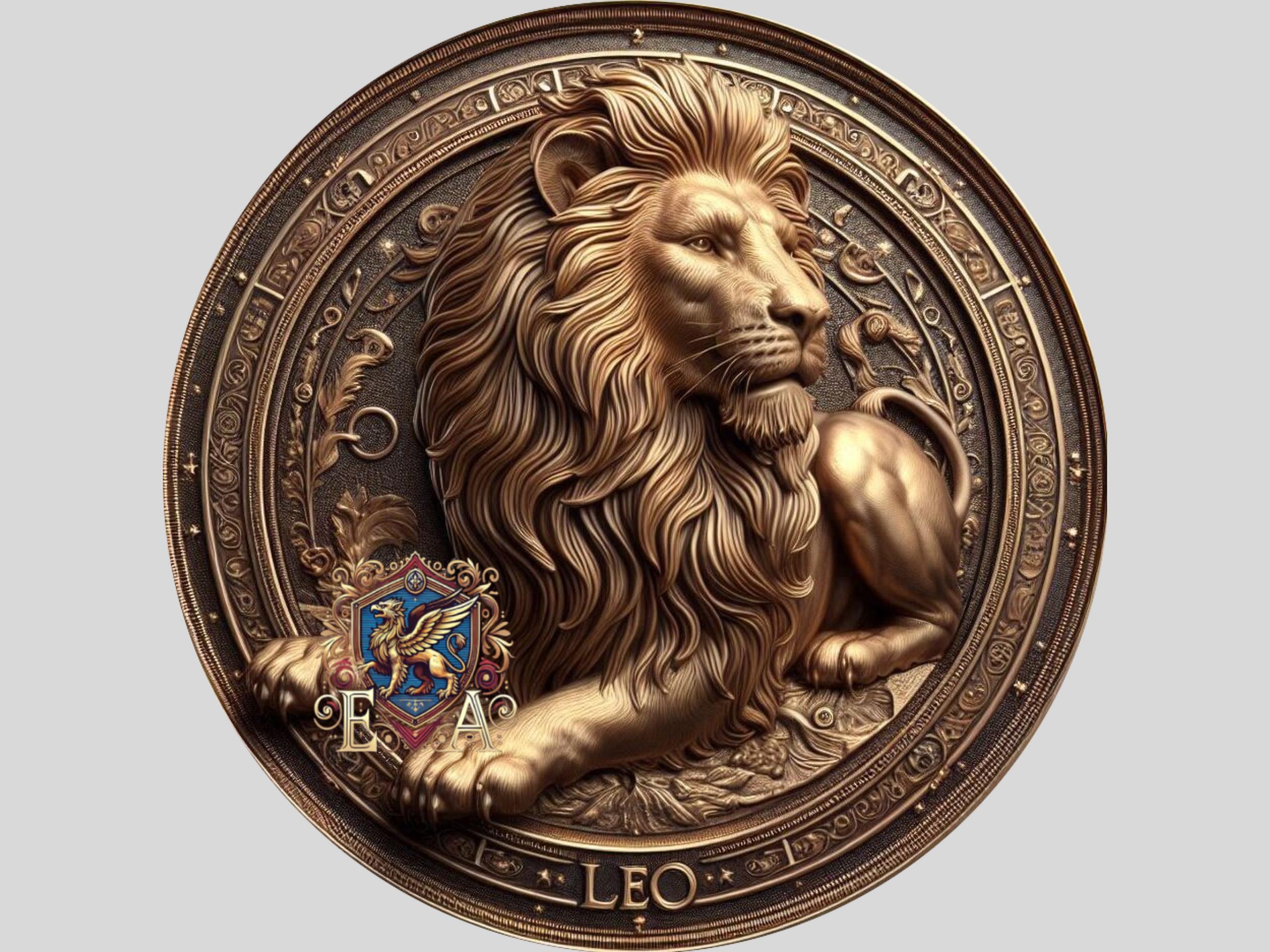 Leo Zodiac Sign Coin 3D Depth Map Digital File - PNG, SVG, JPG Formats ...