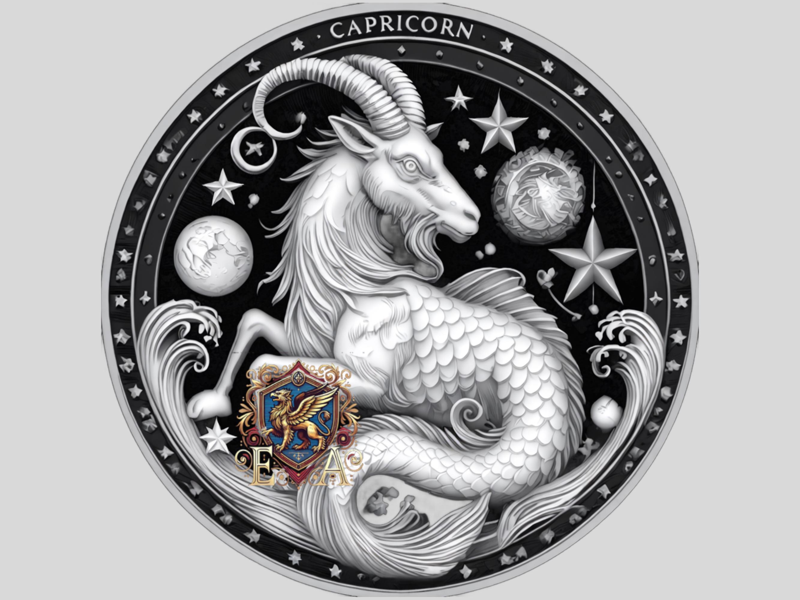Capricorn Zodiac Sign 3D Depth Map Digital File | PNG, Jpg, STL Formats ...