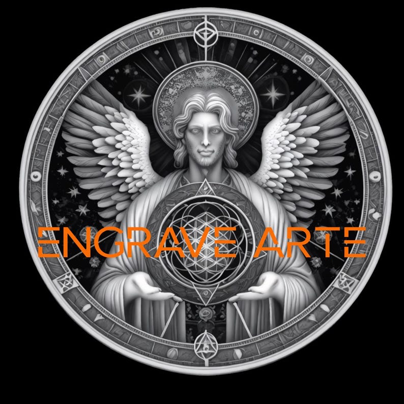 Archangel Metatron Coin 3D Depth Map Digital File - PNG, SVG, JPG ...