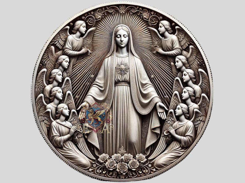Virgin Mary Coin 3D Depth Map Digital File - PNG, SVG, JPG Formats for ...
