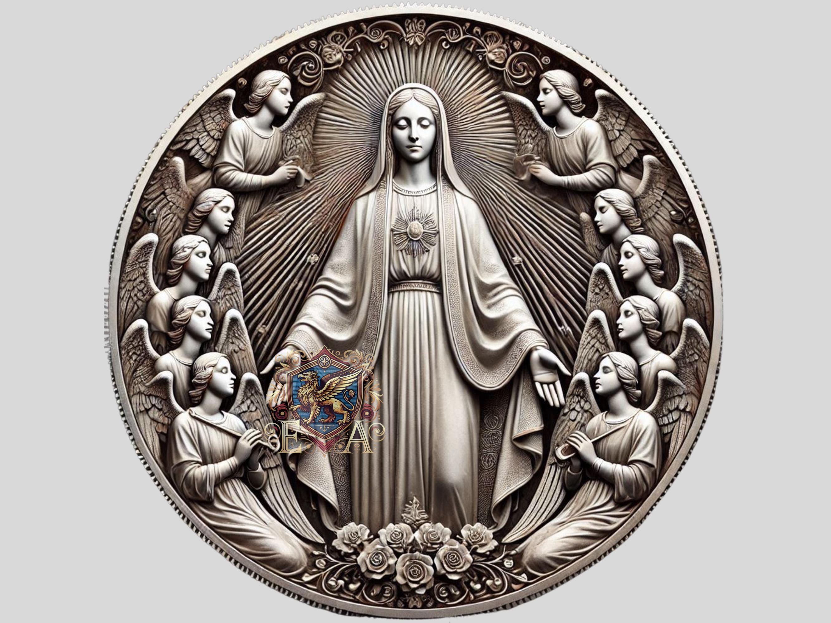 Virgin Mary Coin 3D Depth Map Digital File - PNG, SVG, JPG Formats for ...