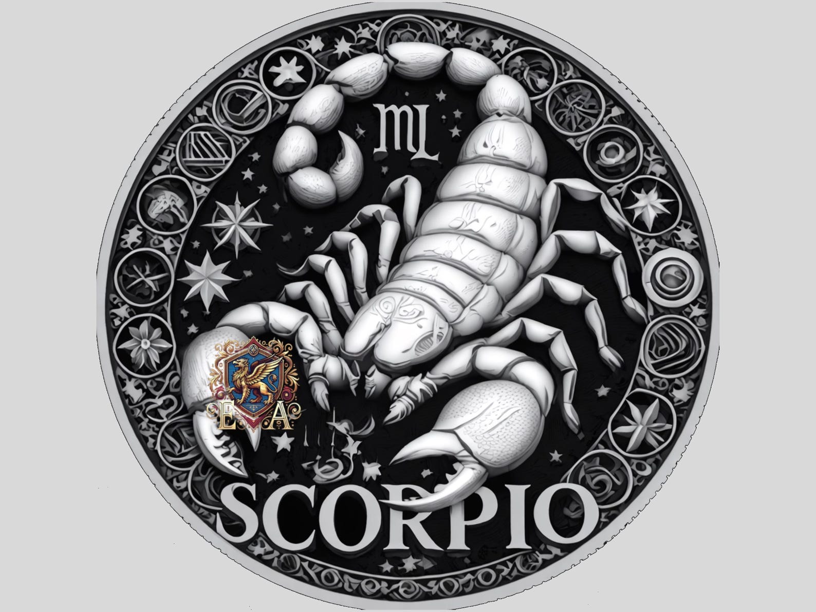Scorpio Zodiac Sign Coin 3D Depth Map Digital File - PNG, SVG, JPG ...