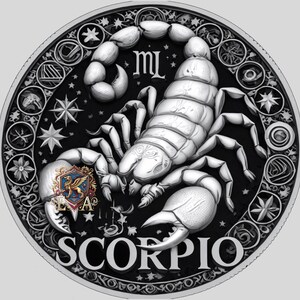 Scorpio Zodiac Sign Coin 3D Depth Map Digital File - PNG, SVG, JPG ...