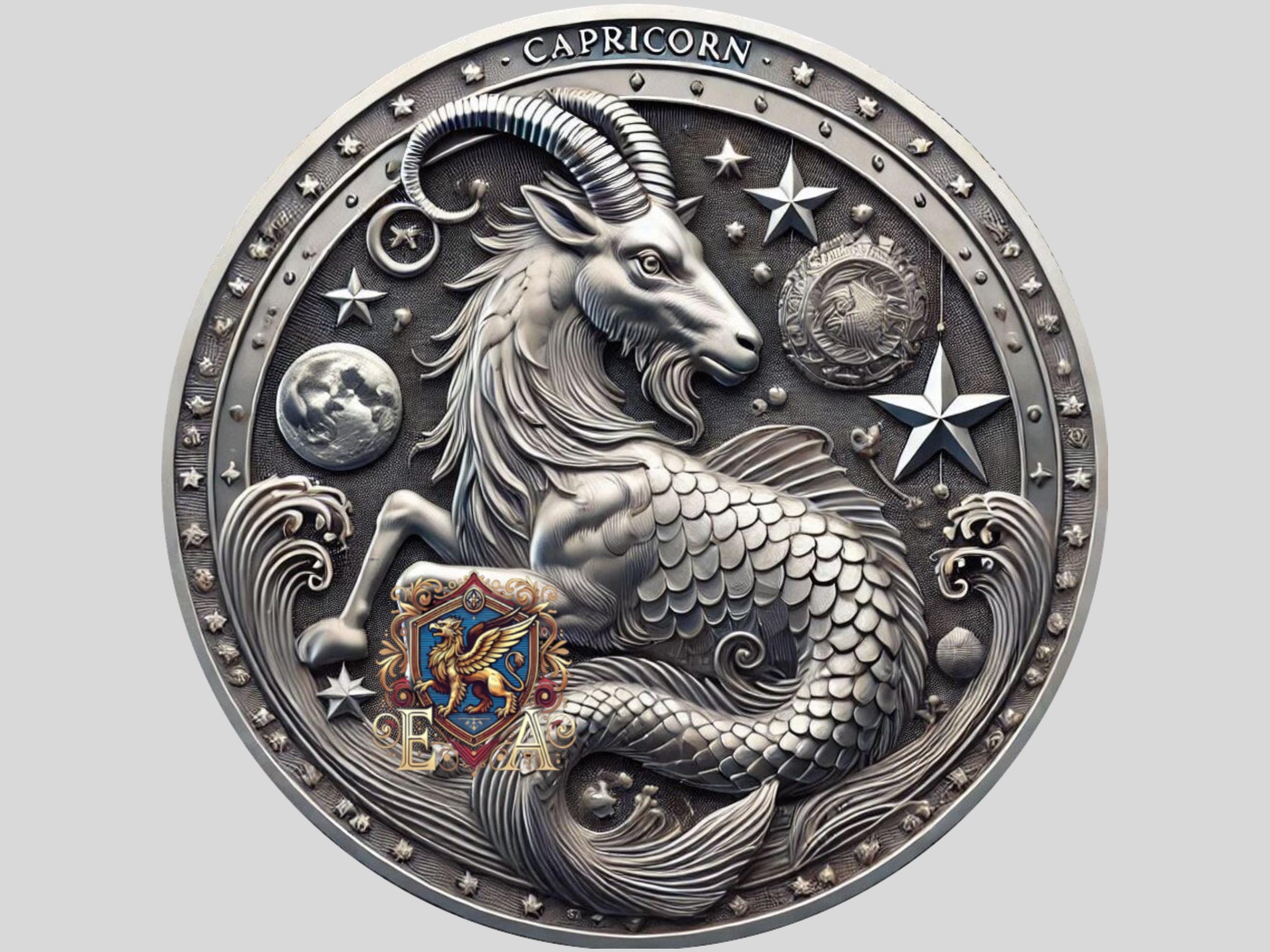 Capricorn Zodiac Sign 3D Depth Map Digital File | PNG, Jpg, STL Formats ...