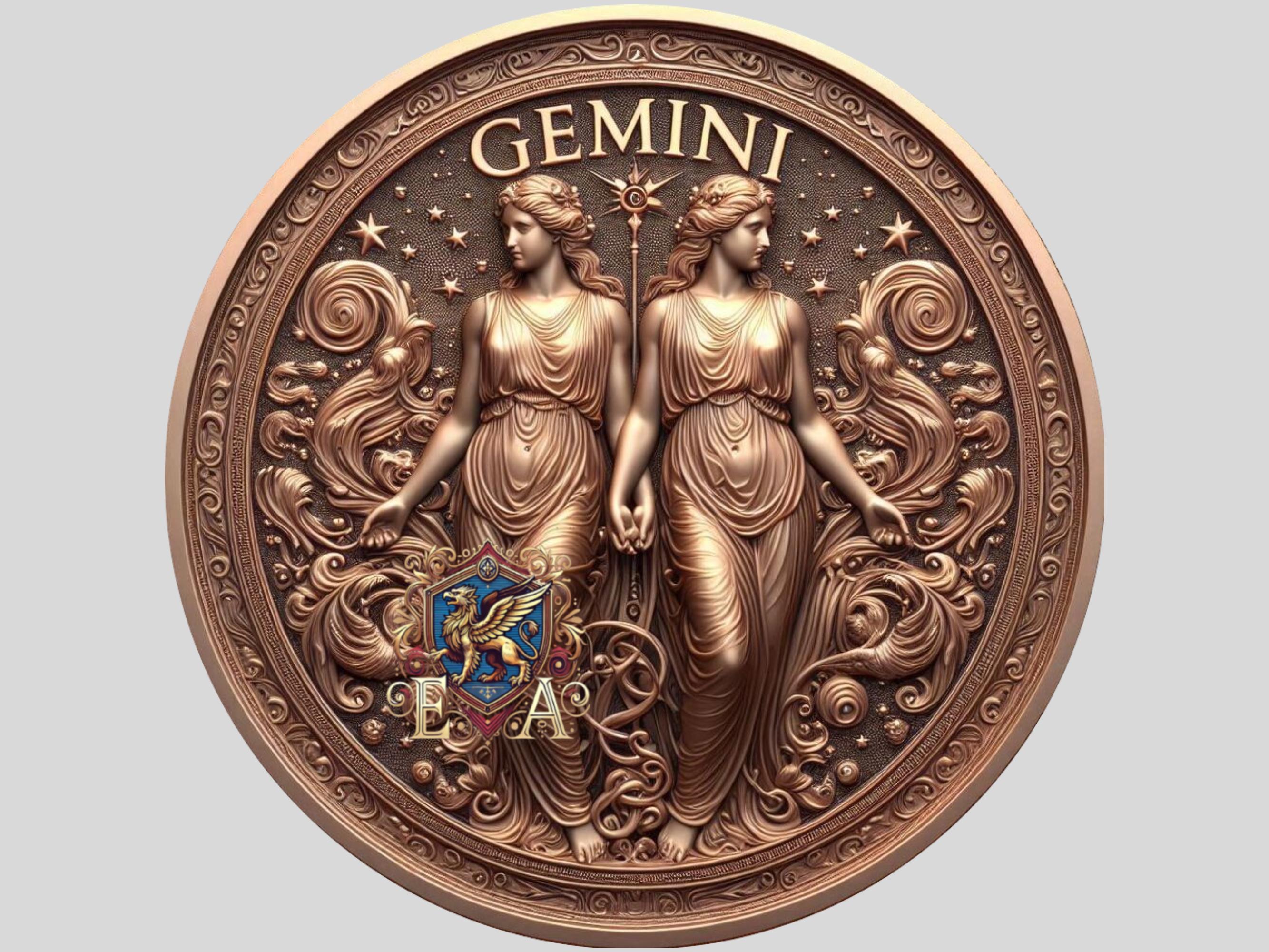 Gemini Zodiac Sign 3D Depth Map Digital File | PNG, Jpg, STL Format ...