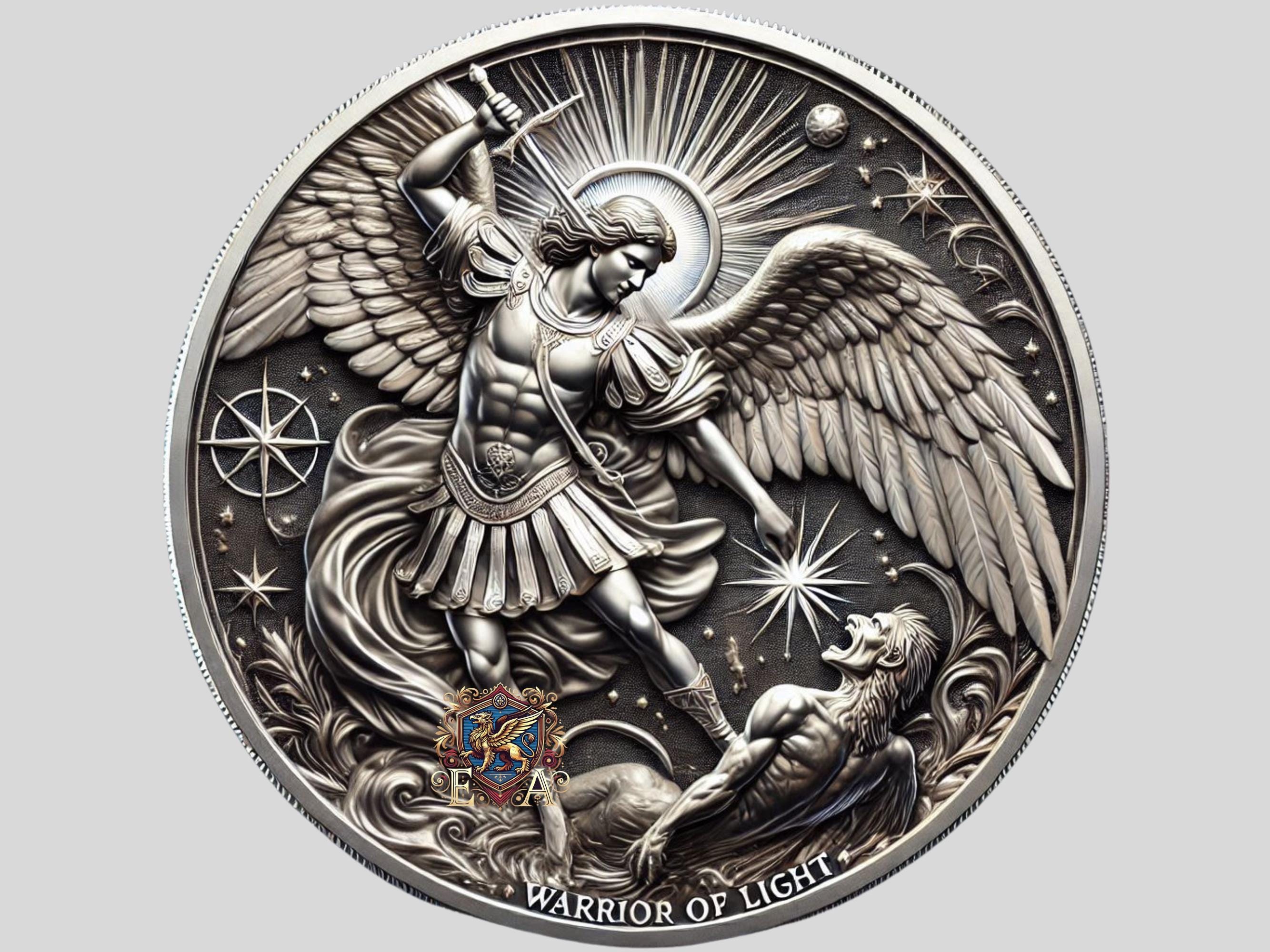 Archangel Michael Coin 3D Depth Map Digital File - PNG, SVG, JPG ...