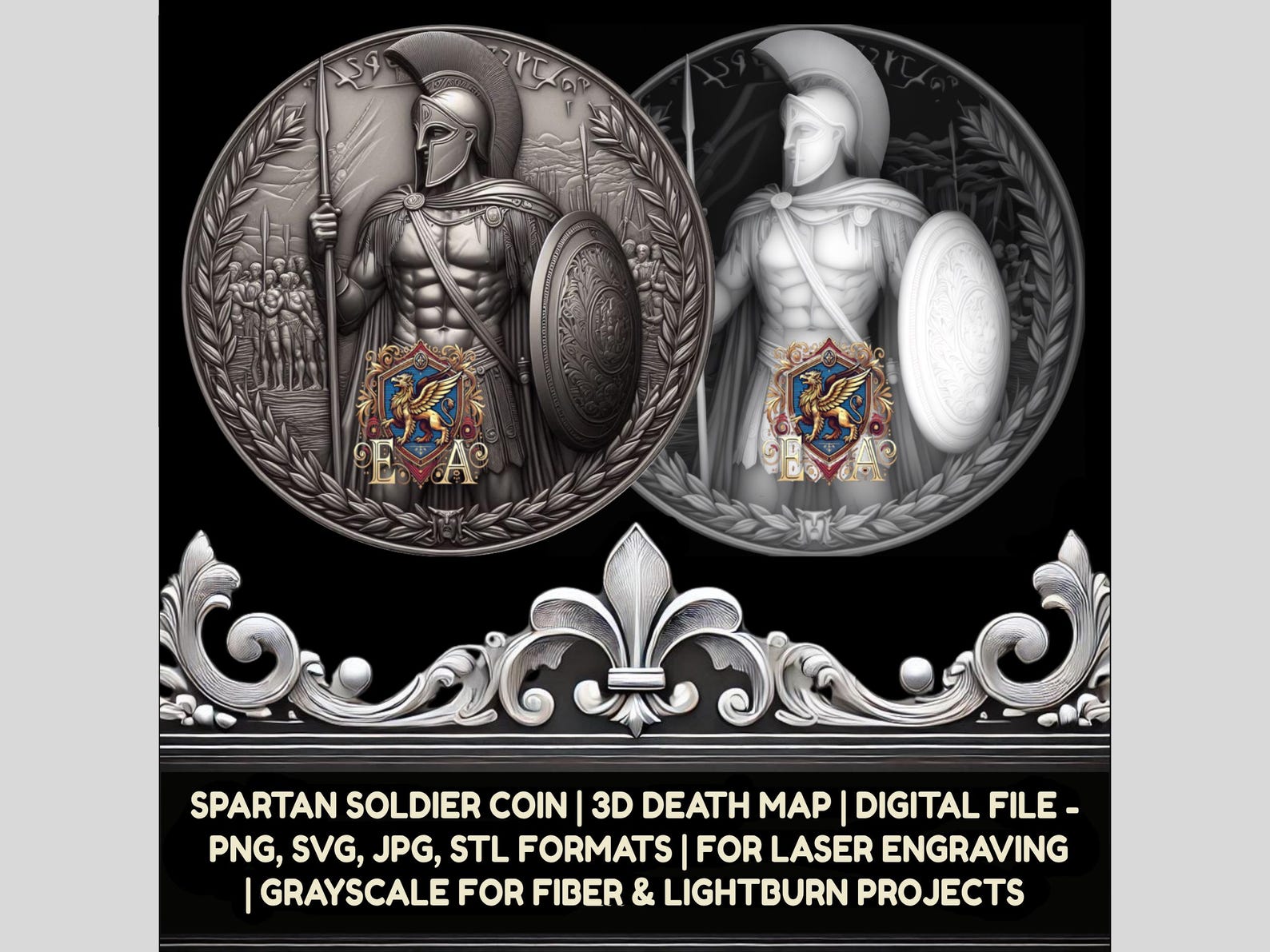 Spartan Warrior 3D Depth Map | HD Ancient Greek | Laser Ready Grayscale ...