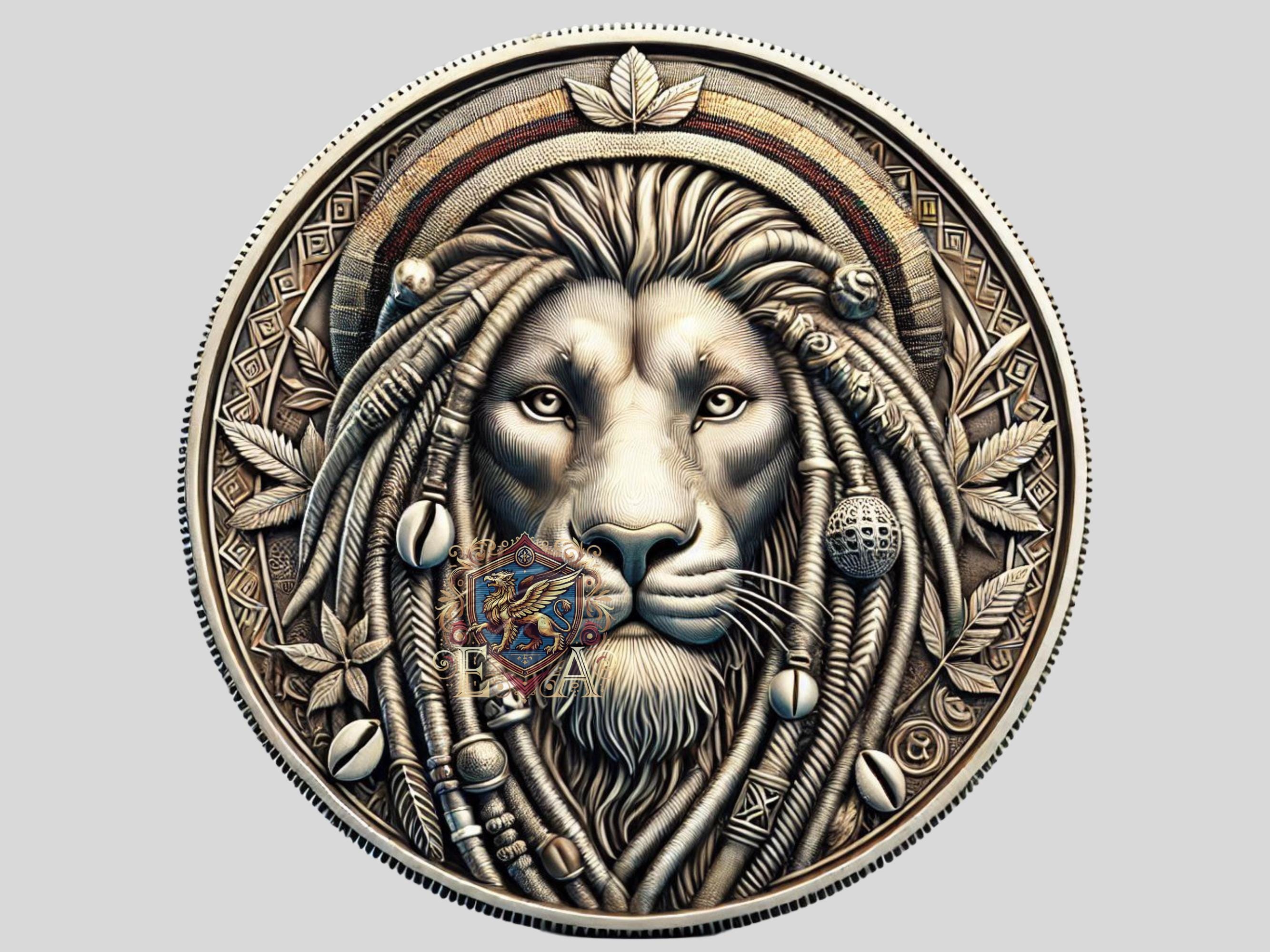 Rasta Lion Coin 3D Depth Map Digital File - PNG, SVG, JPG Formats for ...