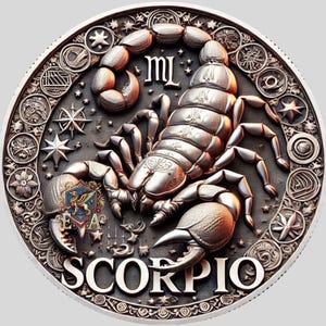 Scorpio Zodiac Sign Coin 3D Depth Map Digital File - PNG, SVG, JPG ...