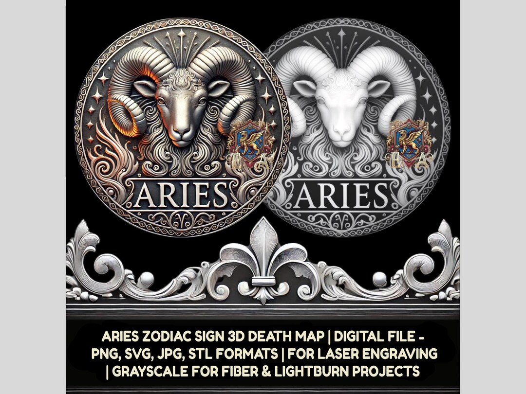Aries Zodiac Sign 3D Depth Map Digital File | PNG, Jp, STL Formats ...