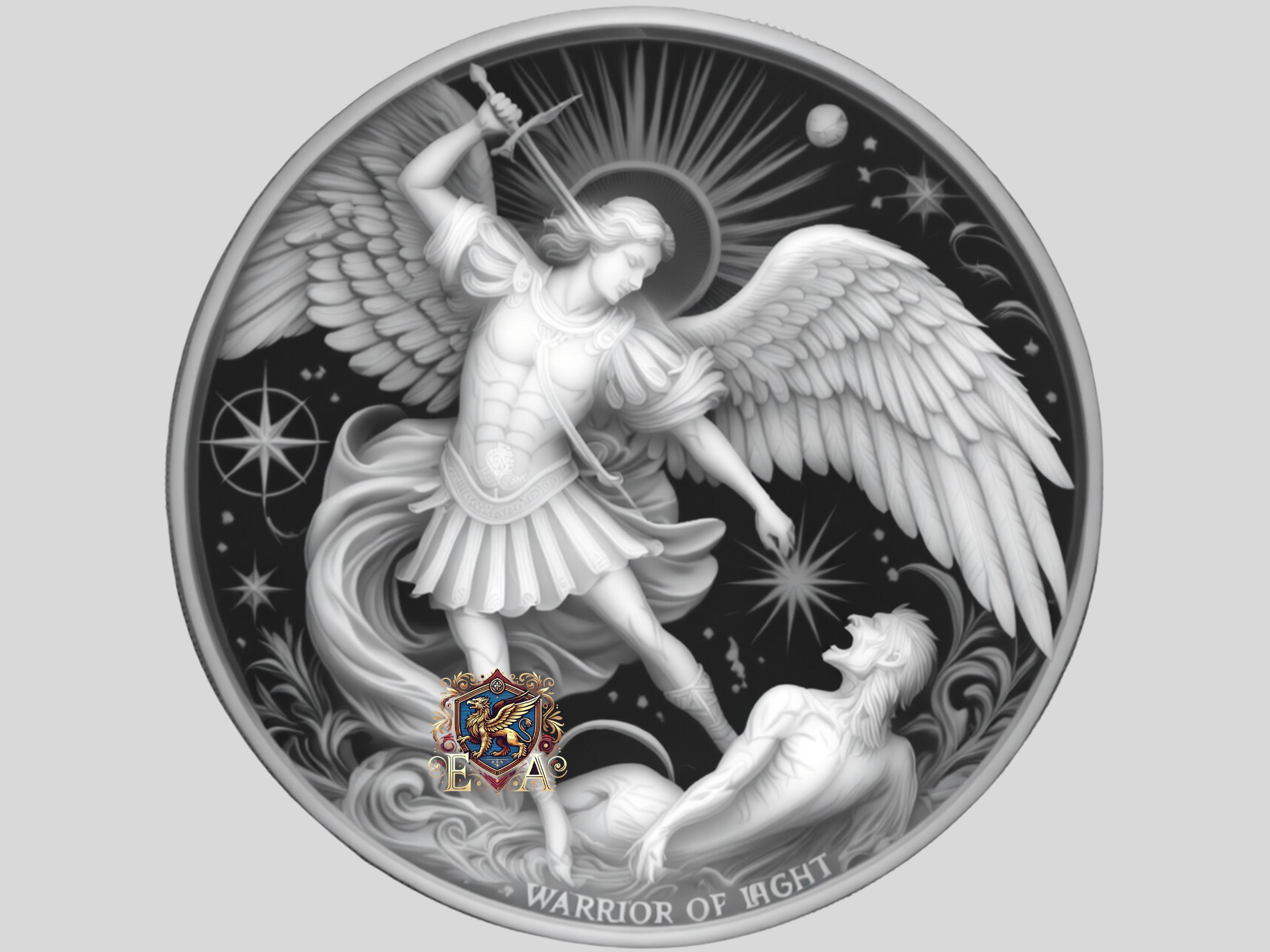 Archangel Michael Coin 3D Depth Map Digital File - PNG, SVG, JPG ...