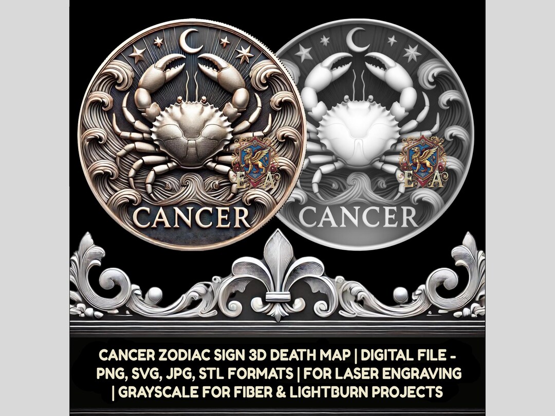 Cancer Zodiac Sign 3D Depth Map Digital File | PNG, Jpg, STL Format ...