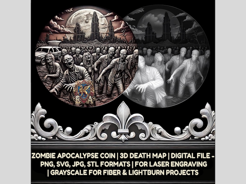 Zombie Apocalypse 3D Depth Map Digital File - PNG, SVG, JPG Formats for ...