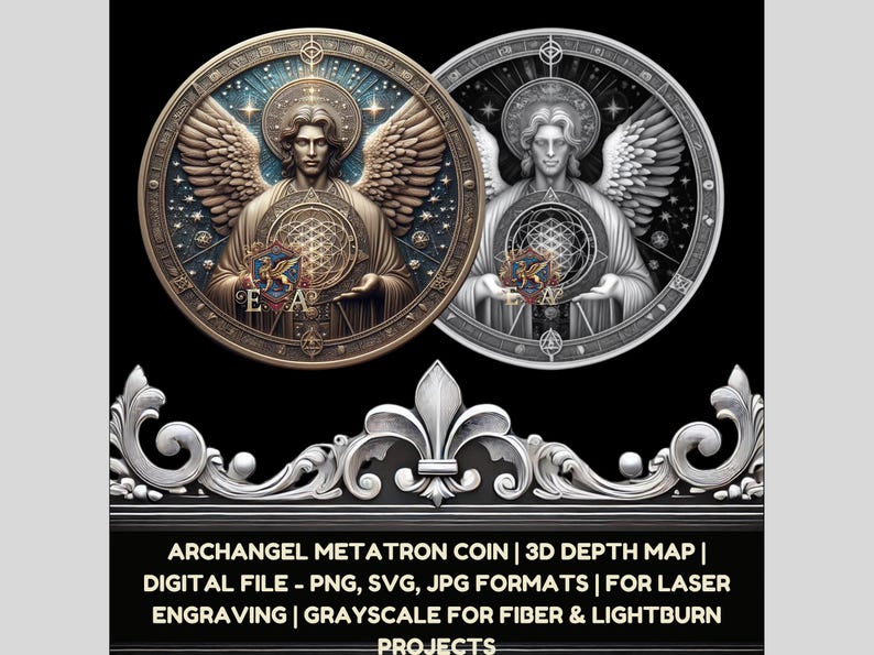 Archangel Metatron Coin 3D Depth Map Digital File - PNG, SVG, JPG ...