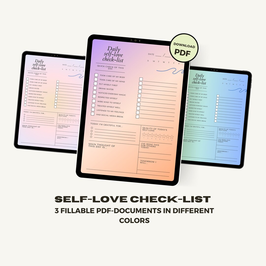 Self-love Checklist / Digital Planner / Checklist for Mental Health - Etsy