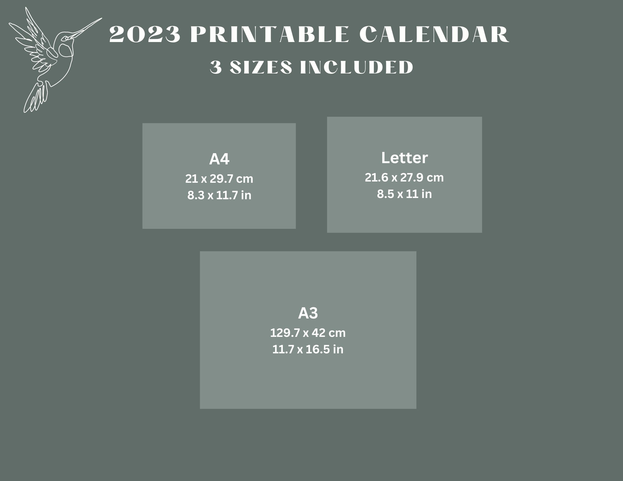 2023 Floral Calendar Printable | Coloring Line Art Calendar | Portrait ...