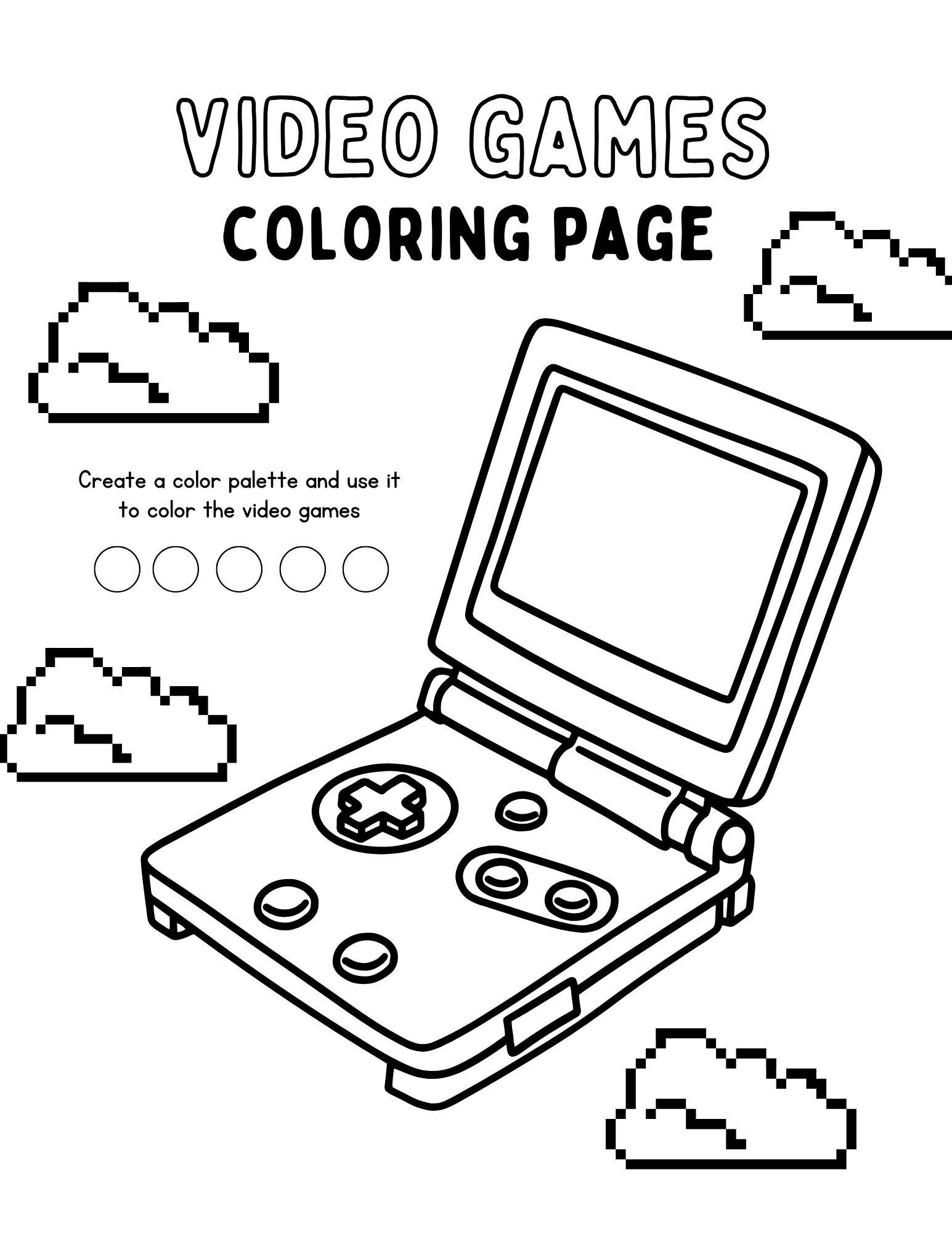 Gameboy Advance SP Inspired Coloring Page - Video Game Art Printable ...
