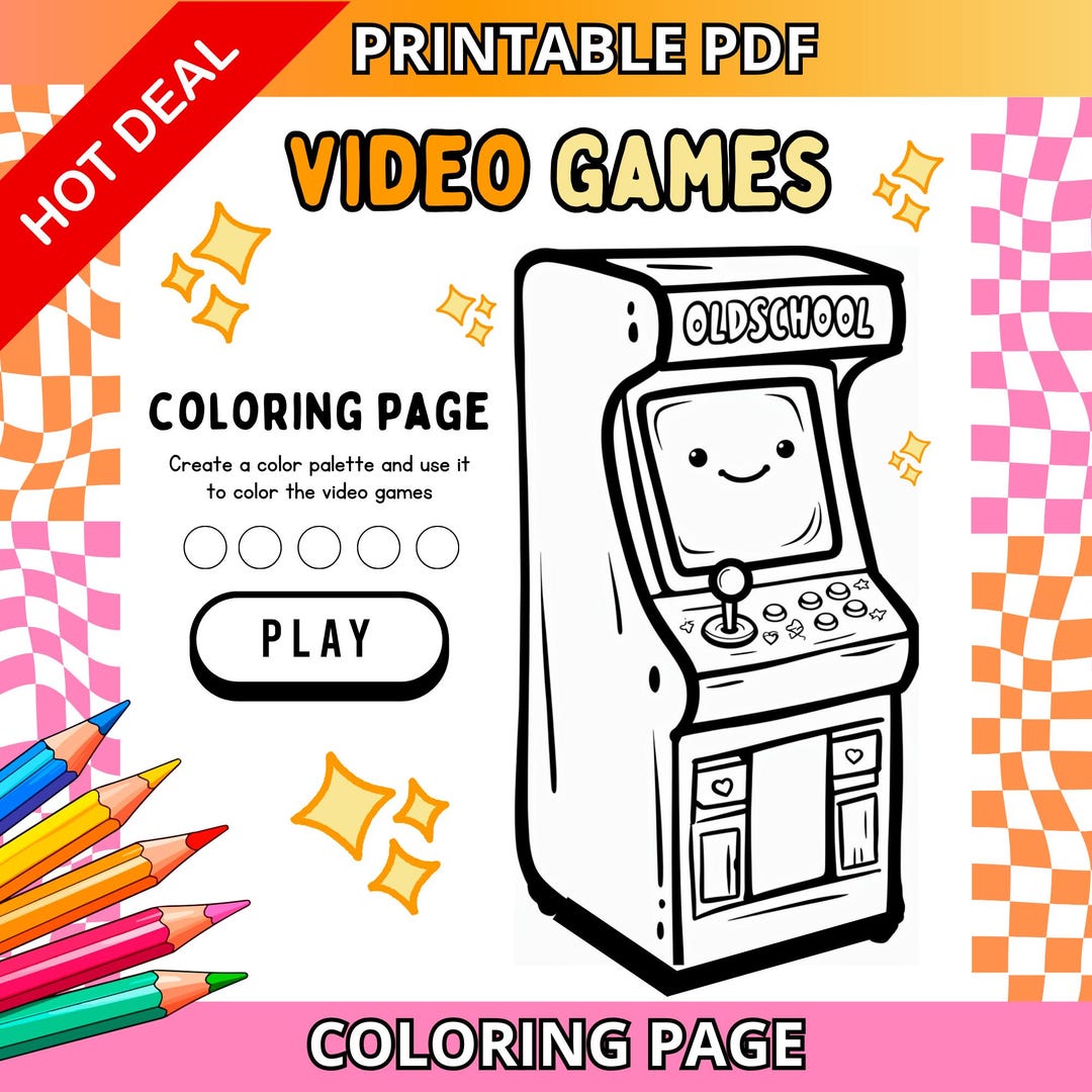 Arcade Video Game Coloring Page: Fun & Easy Printable PDF for Toddlers ...
