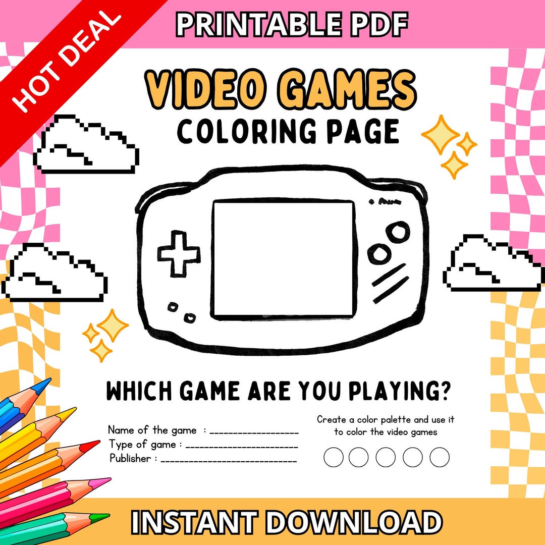 Vintage Gameboy Advance Coloring Page Printable for Adults & Kids ...