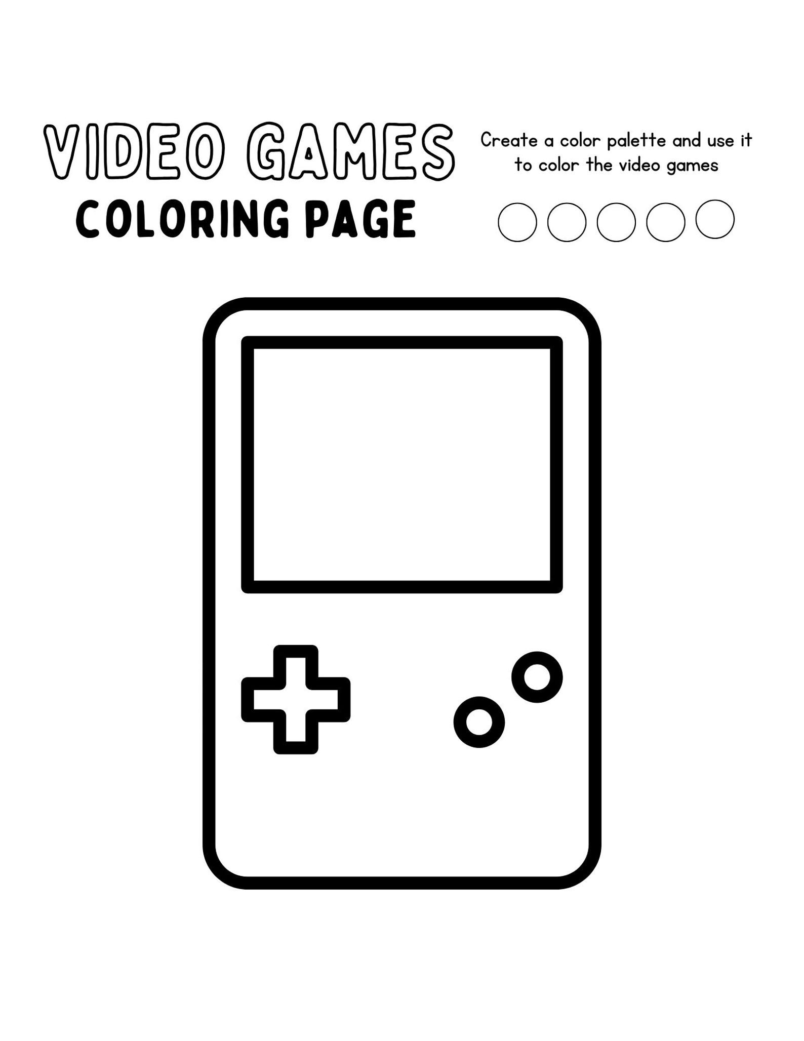 Printable Game Boy Gaming Coloring Page - Retro 90s Video Game Console ...