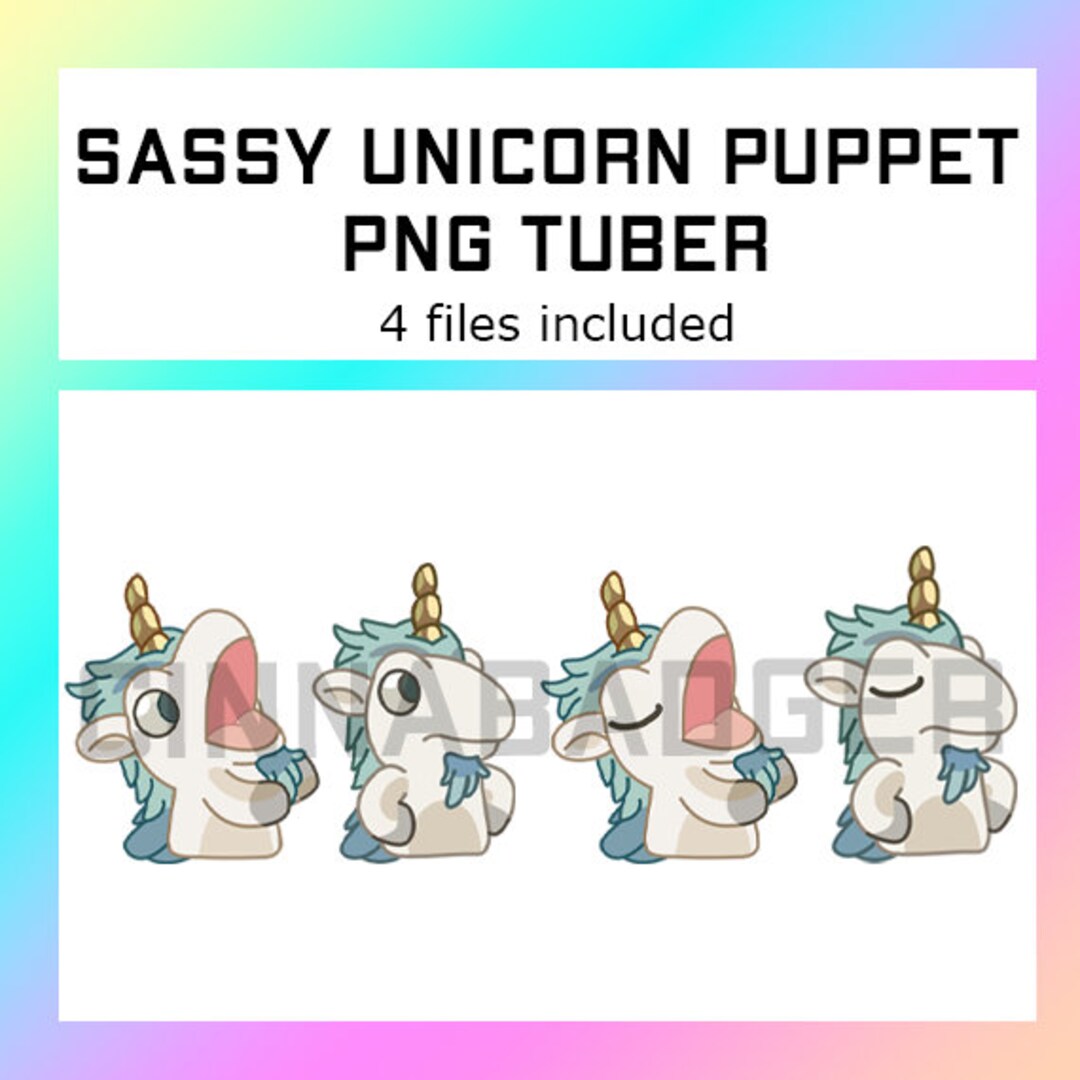 Sassy Unicorn Discorse Puppet PNG Tuber Vtuber to Use on Tiktok, Kick ...
