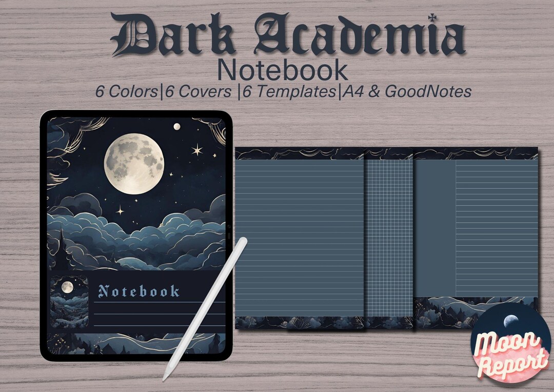 Dark Academia Digital Notebook | 6 Covers & 36 Page Templates ...