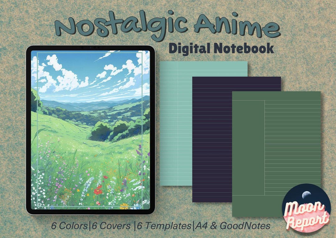 Nostalgic Anime Digital Notebook | Illustrated Covers & Templates for ...