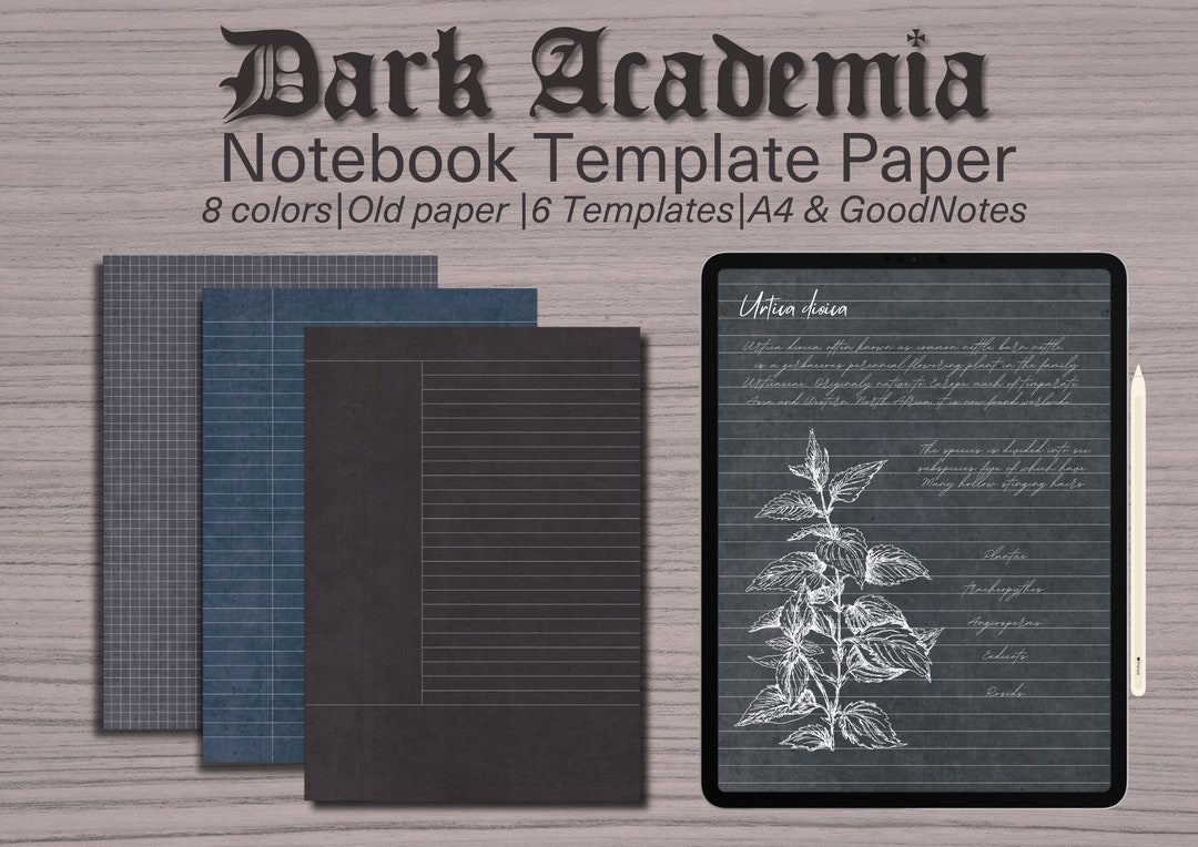 Dark Academia Notebook Paper Templates – A4, Goodnotes (digital ...