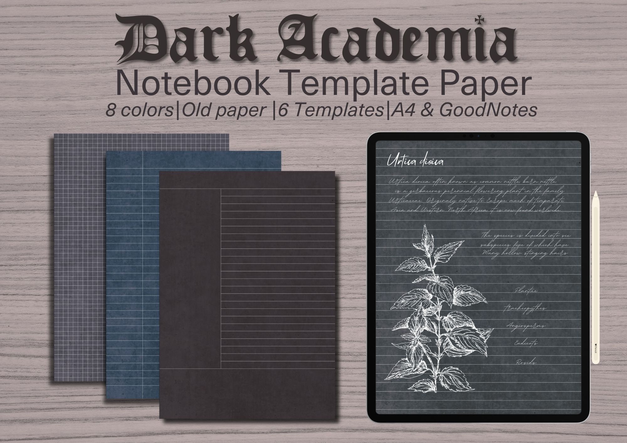 Dark Academia Notebook Paper Templates – A4, Goodnotes (digital ...