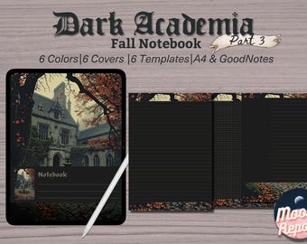 Dark Academia Fall Digital Notebook | 6 Covers & 36 Page Templates ...