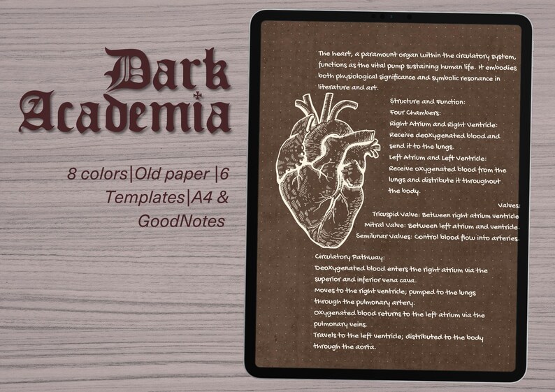 Dark Academia Notebook Paper Templates, Library Brown A4 Note Pages ...