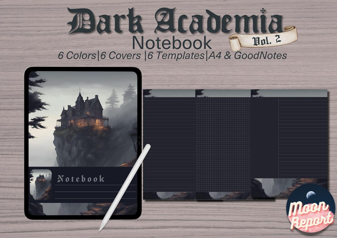 Dark Academia Digital Notebook – Goodnotes Planner, 6 Covers, 36 ...