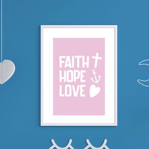 Faith Hope Love | Poster | Print | Wall Art | Children Bedroom | Bible ...